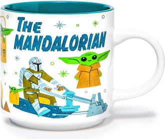 Silver Buffalo Star Wars: The Mandalorian Cartoon Grogu Ceramic Mug | Holds 13 Ounces