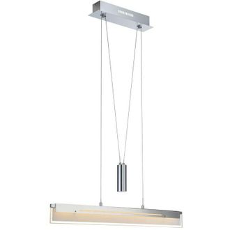 ETC Shop Suspension salon hauteur r&eacute;glable suspension salle &agrave; manger lampe chrome, m&eacute;tal verre, 1x led 22,5W 1780Lm blanc chaud, l 80 cm