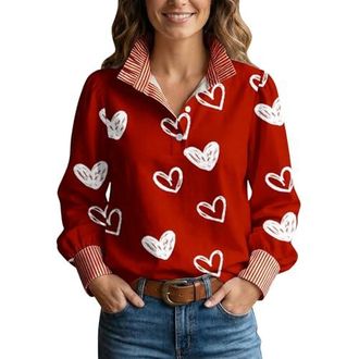Generic 2026 Chemise Femme Saint-Valentin Manches Longues Sweat Pull Col Rond Couleur Unie Top Sweater Outdoor Oversize Vetement pour Printemps Automne Hiver 