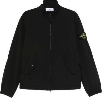 Stone Island zip-up logo-patch jacket - Schwarz