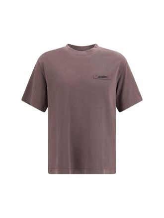 Jacquemus Mens T-Shirt Logoed Brown Cotton T-Shirts And Polos