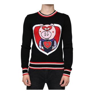 Dolce & Gabbana Luxuri&ouml;ser Pig of the Year Kaschmir Pullover - - Knitwear - Herren - Schwarzk - XS
