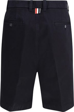 Thom Browne Mens Typewriter Cloth Utility Chino Shorts Navy Polyester; Cotton Bermuda