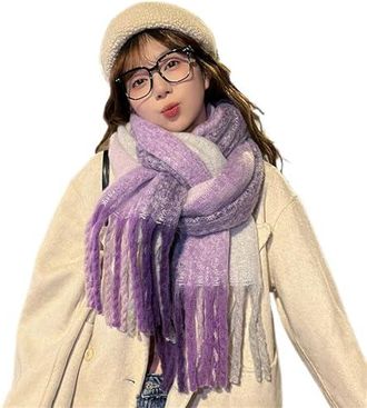 Generic Foulards pour femme Écharpe Mohair violet lavande for femme, écharpe chaude coréenne for le cou, écharpe polyvalente for les déplacements(1)
