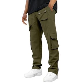 Generic Pantalon cargo d&eacute;contract&eacute; pour homme - Poches r&eacute;sistantes &agrave; labrasion - Pantalon cargo - Taille &eacute;lastique - Pantalon de loisirs baggy - Pantalon d&eacute;co