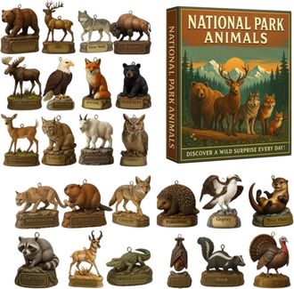 Generic Nationalparks-Advent 2025, Acryl, 2D, 24 St&uuml;ck, flache Tieranh&auml;nger, Weihnachts-Countdown, f&uuml;r Geburtstagsfeiern, B&uuml;ros, Zuhause, Wohnzimmer, Klassenz
