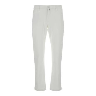 Jacob Cohen Homme, Pantalons, Blanc, Taille: W30 Pantalon Blanc Slim en Coton avec Patch Logo