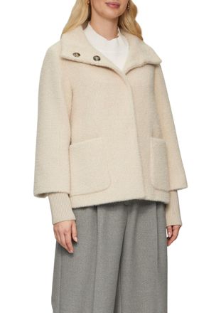 s.Oliver Flauschige Jacke mit Strickbündchen am Ärmel