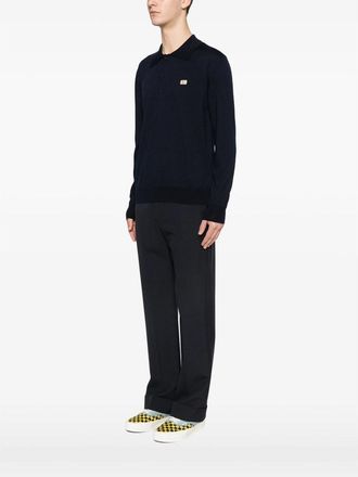 Valentino Logo-Plaque Knit Polo - Blue