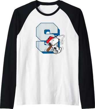 Peanuts Baseball Snoopy Swing Varsity Sports Comic-Klassiker Raglan