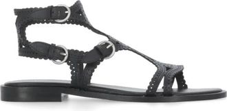 Ash Ash, Femme, Chaussures, Noir, Taille: 39 EU Sandales Noires en Cuir avec Bride de Cheville