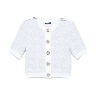 Balmain Kurz&auml;rmliger Strickcardigan - - Knitwear - Damen - Blau - M