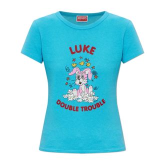 Kenzo Femme, Tops, Bleu, Taille: 40 FR T-shirt avec imprim&eacute;