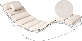 Beliani Coussin de Chaise Longue en Polyester avec Appui-T&ecirc;te R&eacute;sistant aux uv Beige Clair Brescia Premium