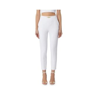 Elisabetta Franchi Cr&ecirc;pe Stretch Straight Hose - - Trousers - Damen - Wei&szlig; - M