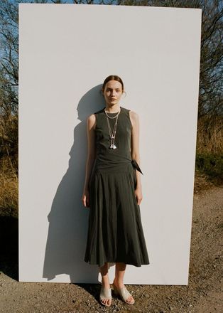 Mango Robe lyocell foulard kaki - Femme - XXS - MANGO