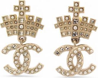 Chanel Ohrringe - NEUE CHANEL AB6559 CC LOGO KRONEN H&Atilde;NGEOHRRINGE - Gr. unisize - in Gold - f&uuml;r Damen