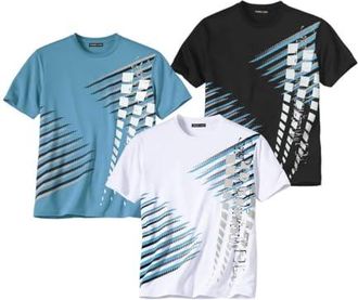Atlasformen Lot de 3 Tee-Shirts Homme - T-Shirts Manches Courtes - Col Rond - Disponible en Grandes Tailles du M au 5XL
