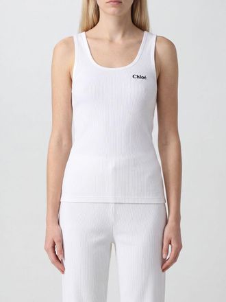 Chlo&eacute; D&eacute;bardeur ajust&eacute; en jersey c&ocirc;tel&eacute; avec logo brod&eacute; et col en U