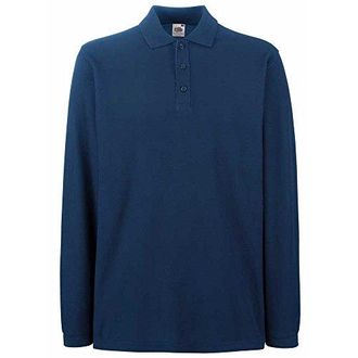 Fruit Of The Loom Mens Premium Colours Long Sleeve Cotton Polo Shirt