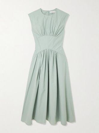 Proenza Schouler Nyssa Midikleid Aus Shell Mit Raffungen - Gr&uuml;n