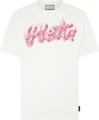 Philipp Plein Homme, Tops, Blanc, Taille: L Round Neck T-Shirt Puffy Gummy Plein