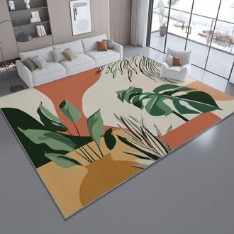 Generic Tapis de lenfant Minimaliste Tropical Plante Feuille De Monstera Tapis rectangulaire, 180 x 240 cm Moquette de Chambre &agrave; Poils Ras, &Eacute;cologique Paillas