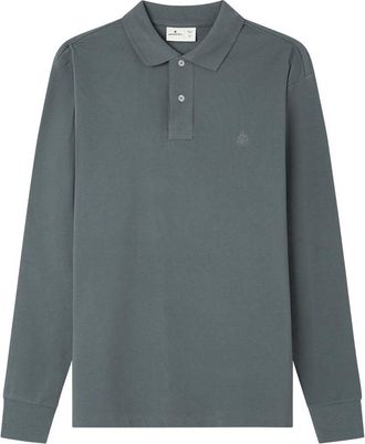 Springfield Herren Basic Polo L/S with Tree Embroidery Poloshirt, blau, X-Large