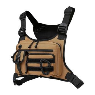 Generic Outdoor Multifunktionale Reisewesten-Brusttasche, gro&szlig;e Nylon-Jagdwestentasche (Khaki)