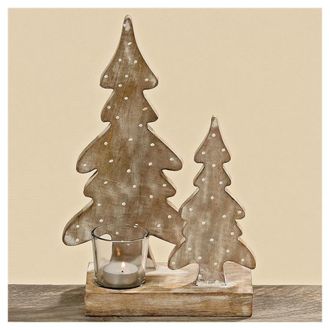 Boltze Windlicht Teelicht Holz Glas Tannenbaum Weihnachten Wichtelgeschenk Advent 20x10x30 cm
