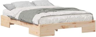 vidaXL Bodenbettgestell mit Speicher Braun Massivholz Kiefer Vidaxl