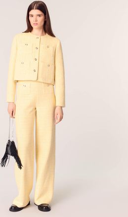 Maje Pantalon Droit En Tweed Et Lurex - Jaune - Taille 34 - Maje