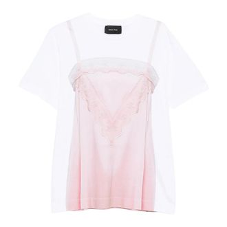 Simone Rocha T-Shirt mit Satin-Slip-Kleid-Aufdruck - - Tops - Damen - Wei&szlig; - M