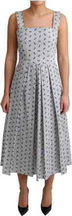 Dolce & Gabbana Femme, Robes, Gris, Taille: 36 FR Robe Midi Aline à Imprimé Floral