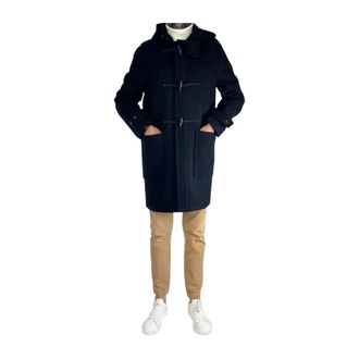 Manuel Ritz Homme, Manteaux, Bleu, Taille: M Cappotto cappuccio e chiusura ad alamaro
