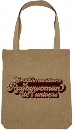 Fabulous Sac Shopping Tote Bag Aspect Lin - Certifi&eacute;e meilleuer Rugbywoman de lunivers Rugby Sport - Sac de Courses Toile Epaisse 360g Beige Naturel Cabas Port