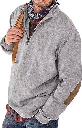 TOMWELL Sweatshirt Homme Automne et Hiver Mode Casual Pull Couleur Unie Manches Longues Col Montant avec Zip L&acirc;che Top Sweatshirt A Gris M