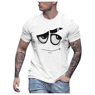 Generico T-shirt d&eacute;t&eacute; moderne &agrave; manches courtes pour homme avec imprim&eacute; T-shirt classique, blanc, XXXL