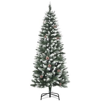 HOMCOM K&uuml;nstlicher Weihnachtsbaum, 150 cm Christbaum mit Kunstschnee 464 Astspitzen faltbar Standfu&szlig;, f&uuml;r Weihnachtsfest, Indoor, Gr&uuml;n+Wei&szlig;