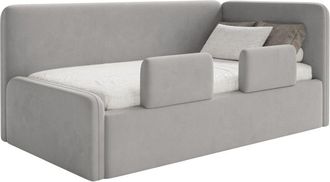 Selsey Selsey Fanko - Kinderbett 90x200 cm mit Rausfallschutz, Kopfteil rechts, Samt, Hellgrau