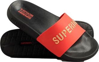 Superdry Homme Code Logo Vegan Pool Slide Tongues, Noir/Rouge/doré (Black Hike Red Metallic Gold), X-Large