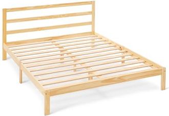 Amazon Basics Kingsize-Bettgestell mit Kopfteil, Massives Kiefernholz mit Lattenrost, 160cm x 200cm, King-Size, Kiefernholz