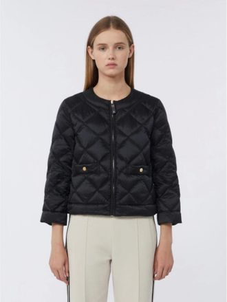 Max Mara Femme, Vestes, Noir, Taille: 40 FR Veste Courte Rembourr&eacute;e en Toile D&eacute;perlante