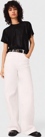 Maje T-Shirt Aus Lamé - Schwarz/silber - Maje