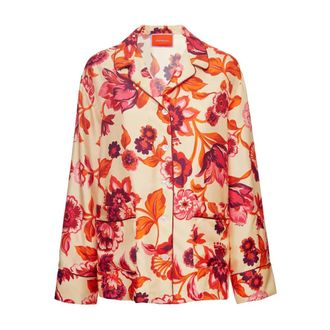 La DoubleJ Effortless Seiden-Pyjamahemd - - Blouses & Shirts - Damen - Beige - XL