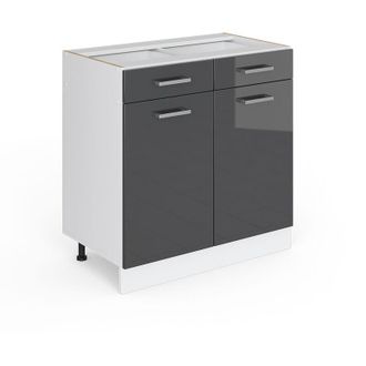 Vicco Meuble cuisine R-Line, Anthracite Haute brillance, 80 cm sans plan de travail Vicco