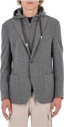 Eleventy Veste en laine- coton et cachemire avec plastron - Homme - Vestes - Gris - Taille: M