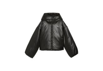 Puma Winterjacke Wardrobe Essentials Shiny Wattierte Kapuzenjacke Damen