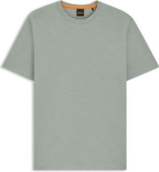 BOSS Hommes Tegood T-Shirt en Coton flammé avec détail logoté