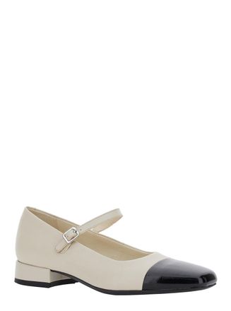 Vagabond Womens White And Black Slingback Pump With Adjustable Strap White-Black Cow Leather White/black